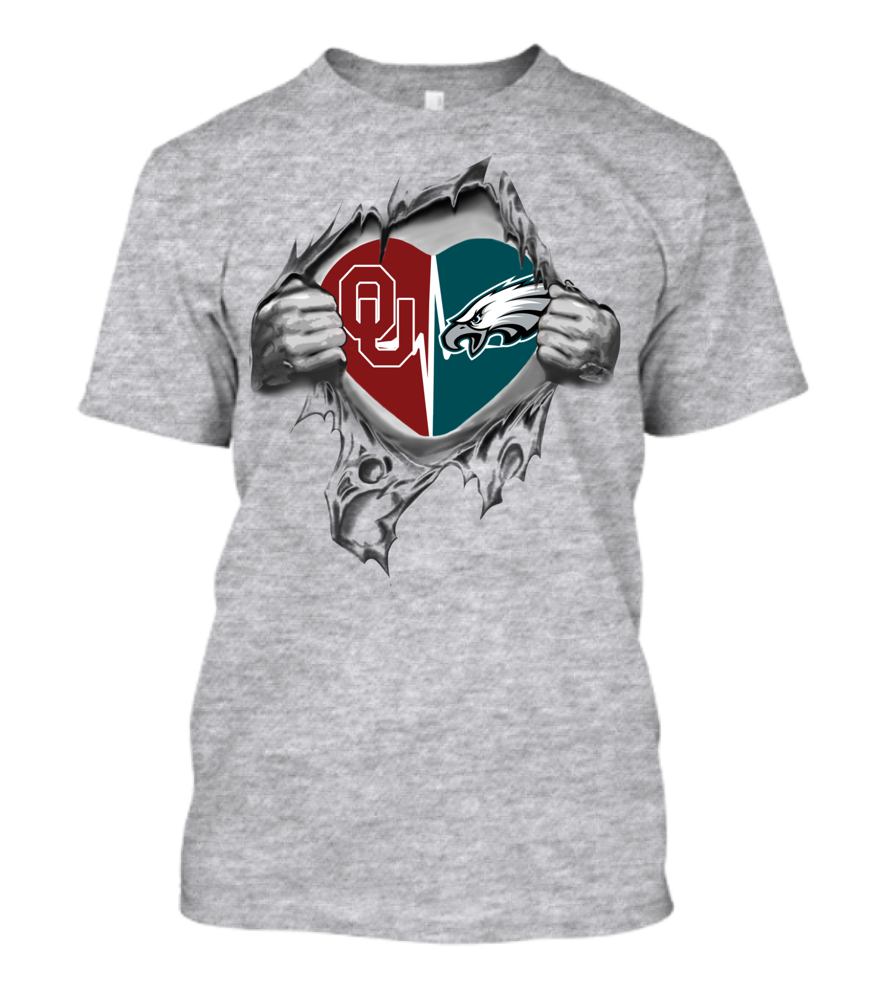 OU Sooners And Philadelphia Eagles Together In My Heart T-Shirt