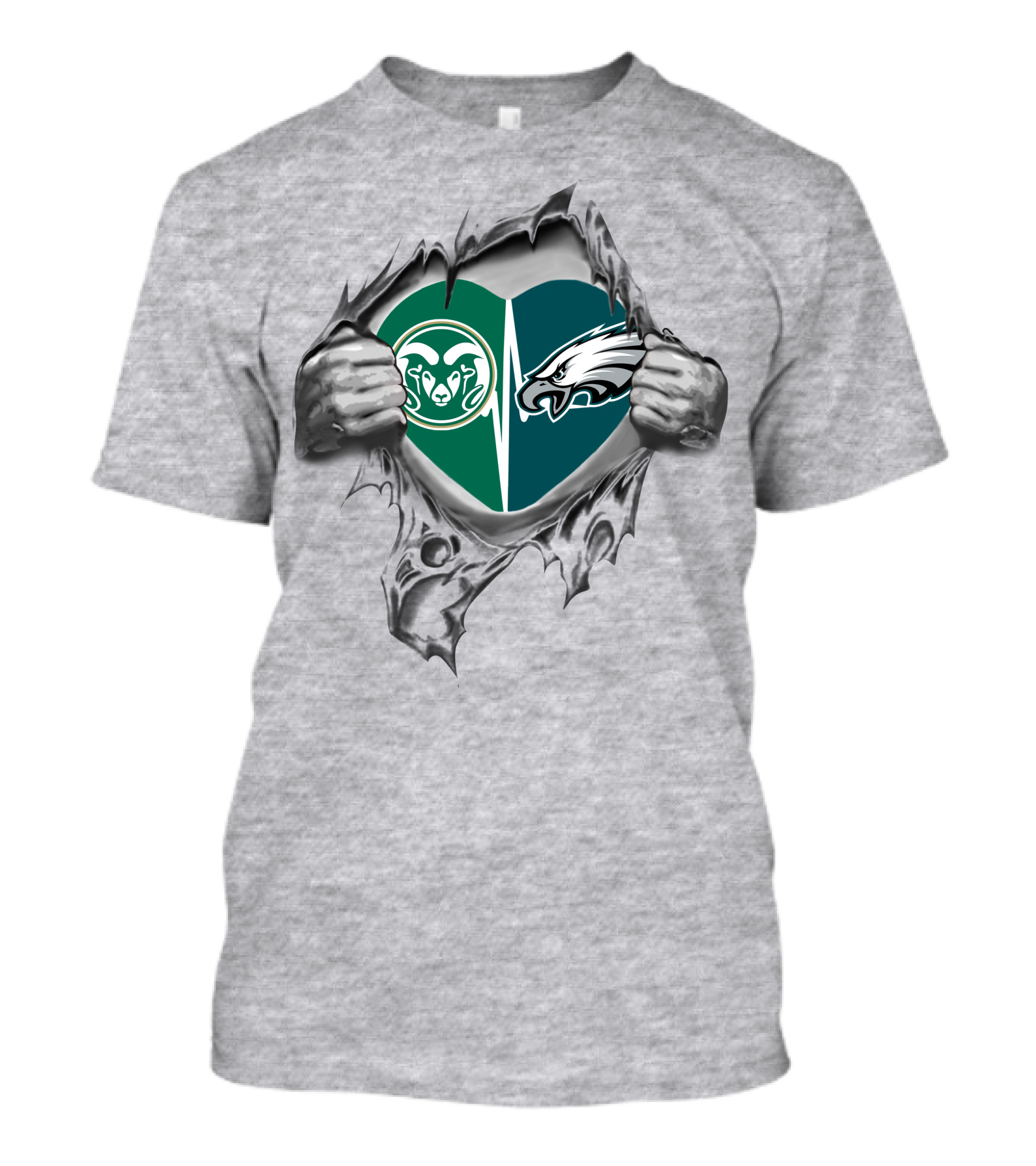 Eagles Rams Heartbeat Passion Football Fan T-Shirt