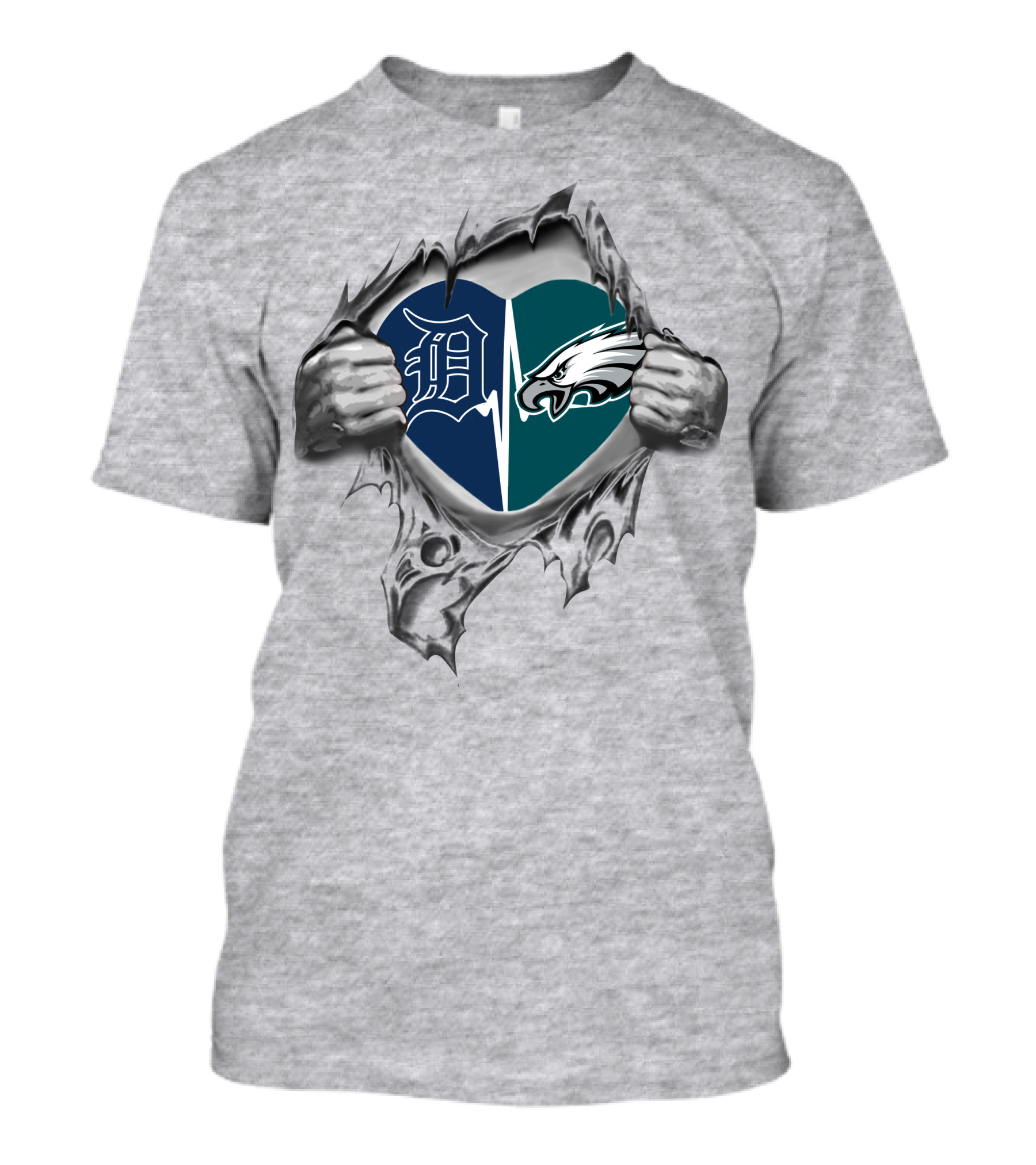 Detroit Tigers Philadelphia Eagles Heart Fan Passion T-Shirt