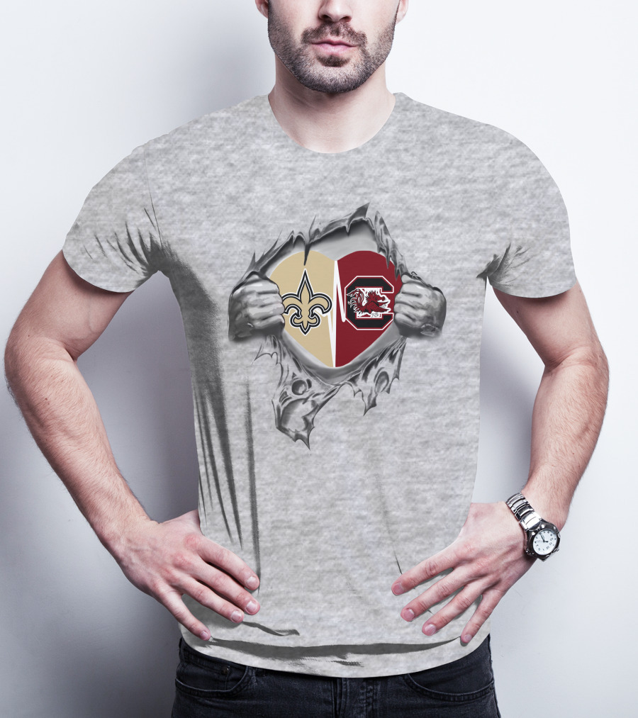 Saints Gamecocks Heart Hands Logo Passion T-Shirt