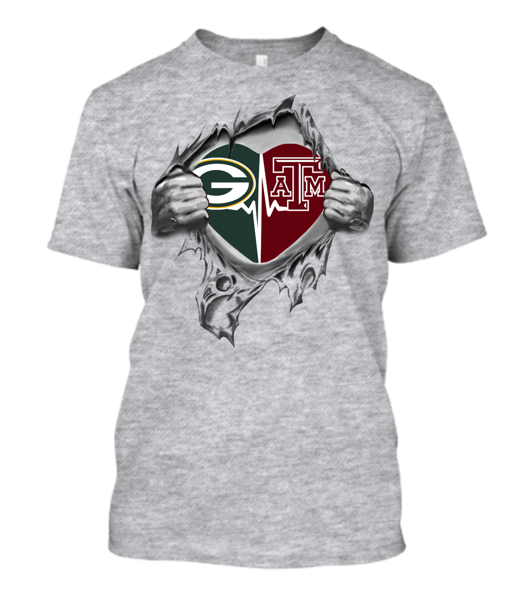 Green Bay Packers Texas A&M Heart T-Shirt