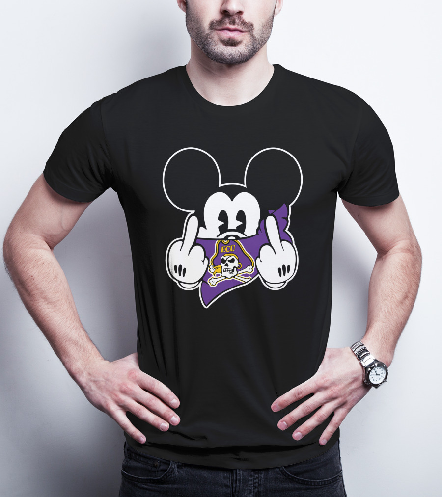 Ecu Pirates Mickey Middle Finger T-Shirt