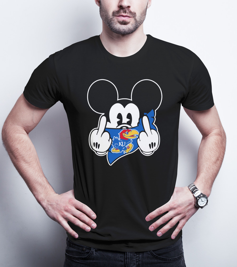 Kansas Jayhawks Mickey Mouse KU Logo Dark Humor T-Shirt