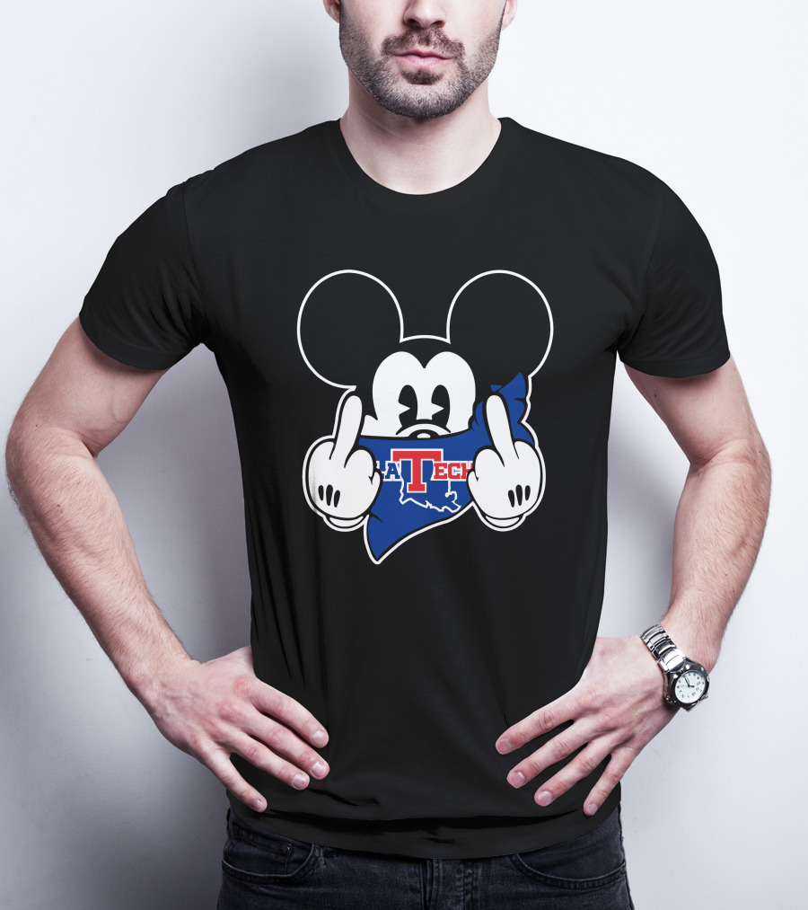 LA Tech Bulldogs Mickey Middle Finger Gesture T-Shirt