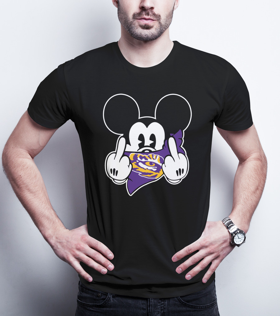 LSU Tigers Mickey Middle Finger Bandana T-Shirt