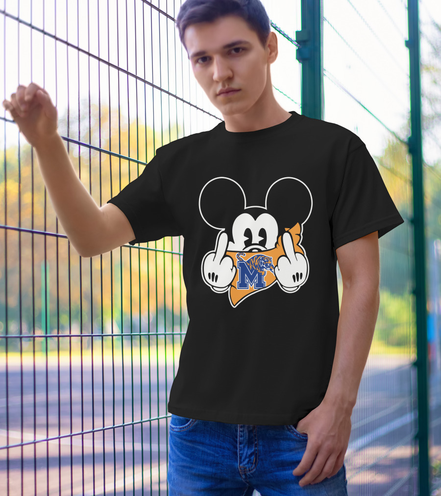 Memphis Tigers Mickey Mouse Logo Bandana Gesture T-Shirt