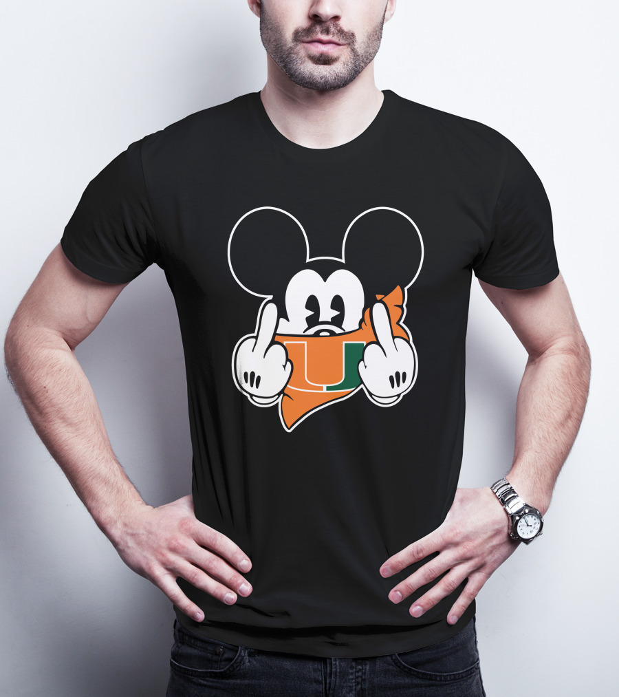 Miami Hurricanes Mickey Mouse U Hand Gesture T-Shirt