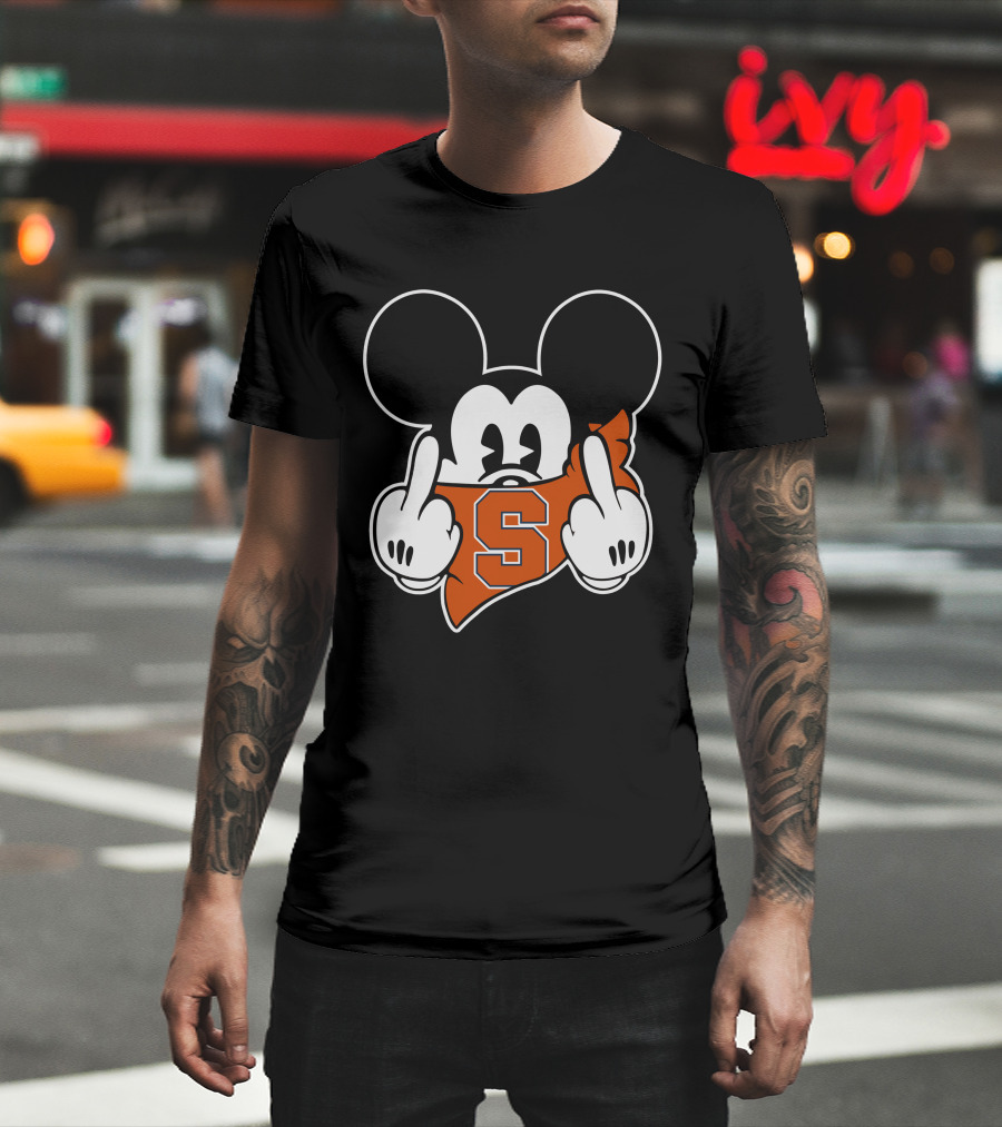 Syracuse Orange Mickey Middle Finger Gesture T-Shirt