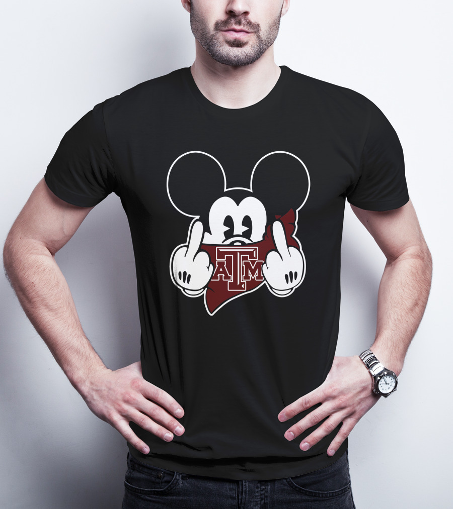 Texas A&M Aggies Mickey Middle Finger Gesture T-Shirt