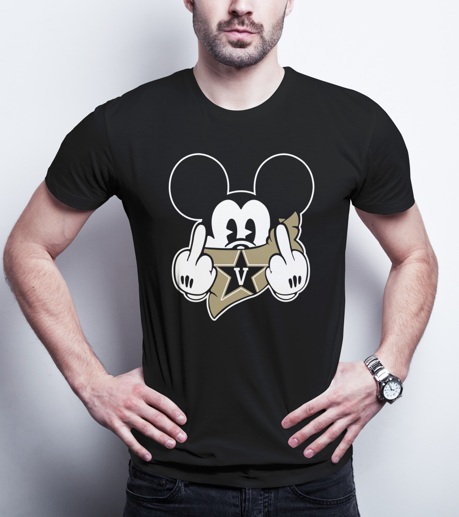 Vanderbilt Commodores V Star Mickey Mouse Hand Gesture T-Shirt