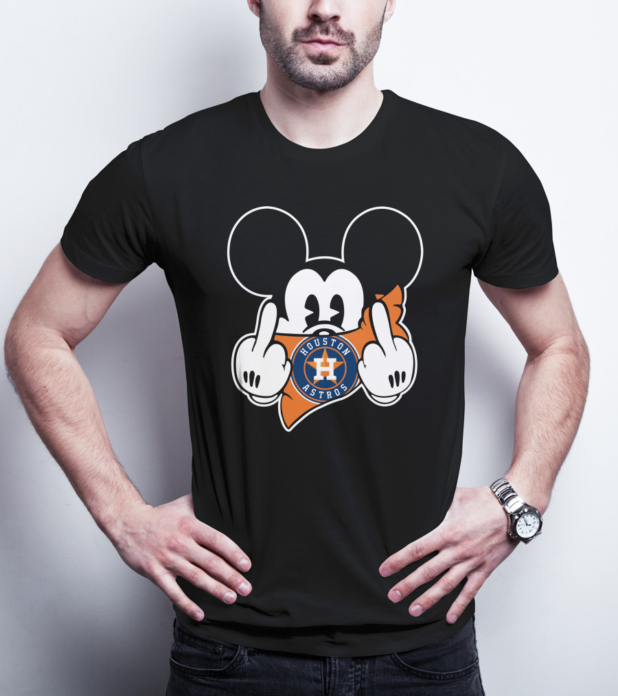 Houston Astros Mickey Icon With Bold Gesture T-Shirt