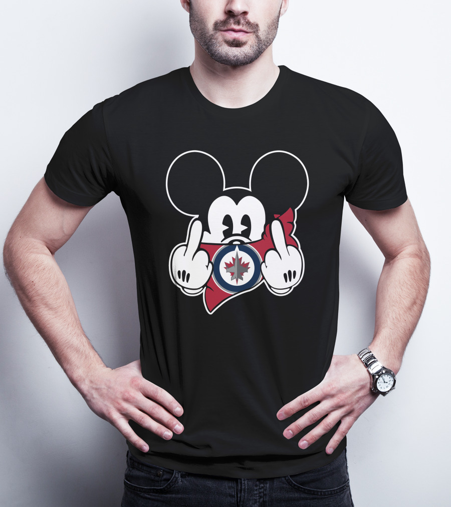 Mickey Mouse Jets Hockey Middle Finger T-Shirt