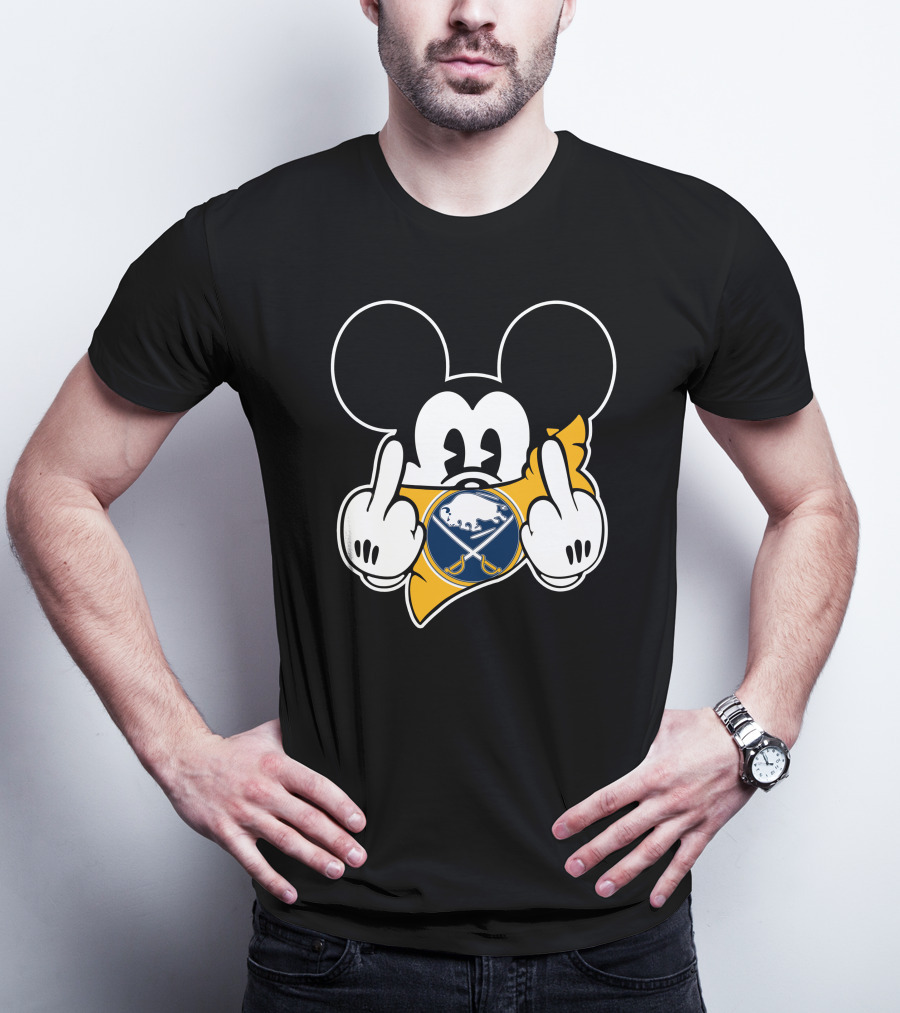 Sabres Hockey Mickey Mouse Middle Finger T-Shirt