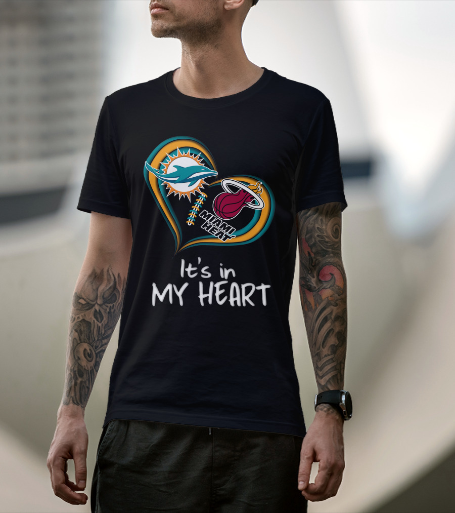 Miami Dolphins And Heat It's In My Heart T-Shirt