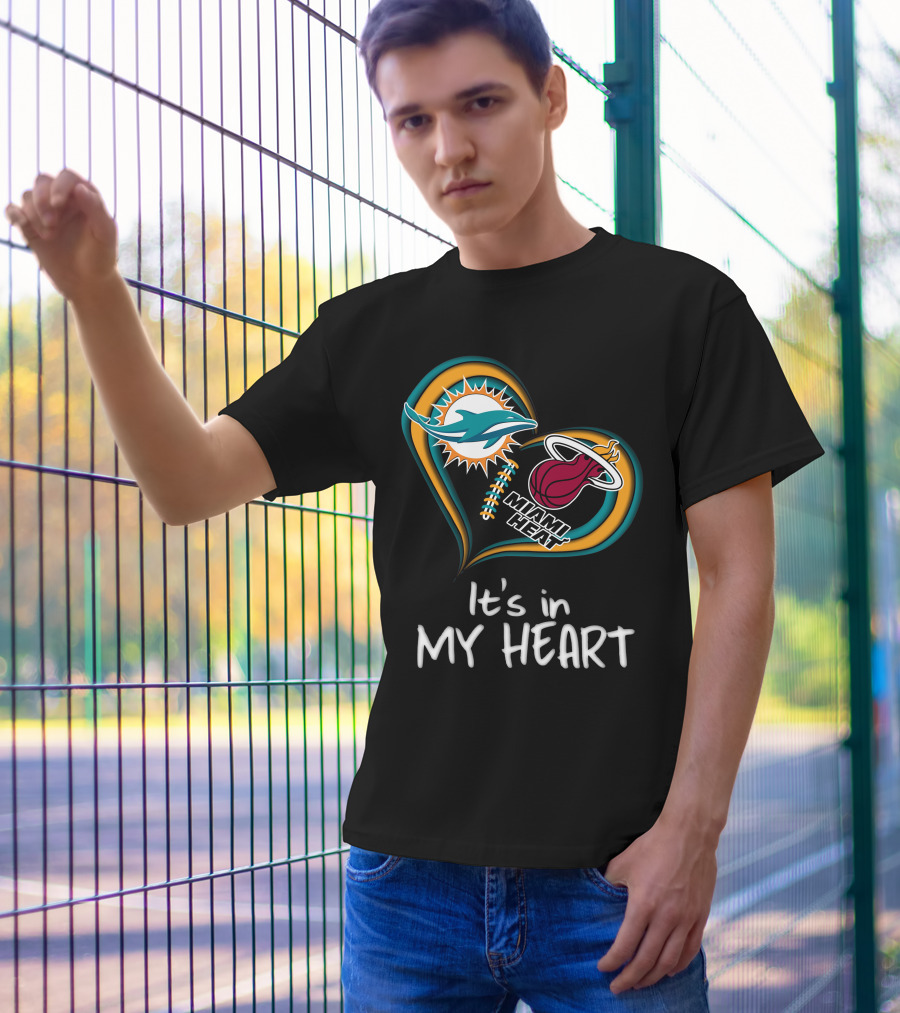 Miami Dolphins And Heat It's In My Heart T-Shirt