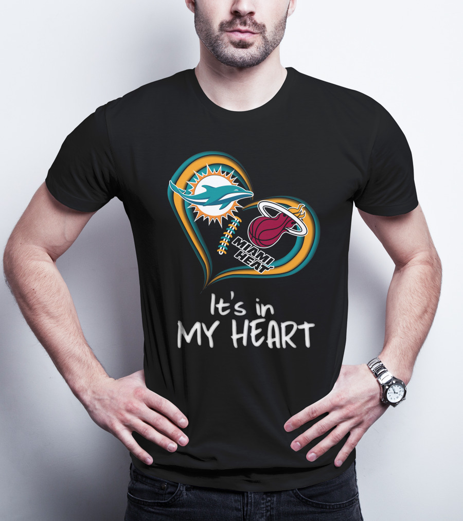 Miami Dolphins And Heat It's In My Heart T-Shirt