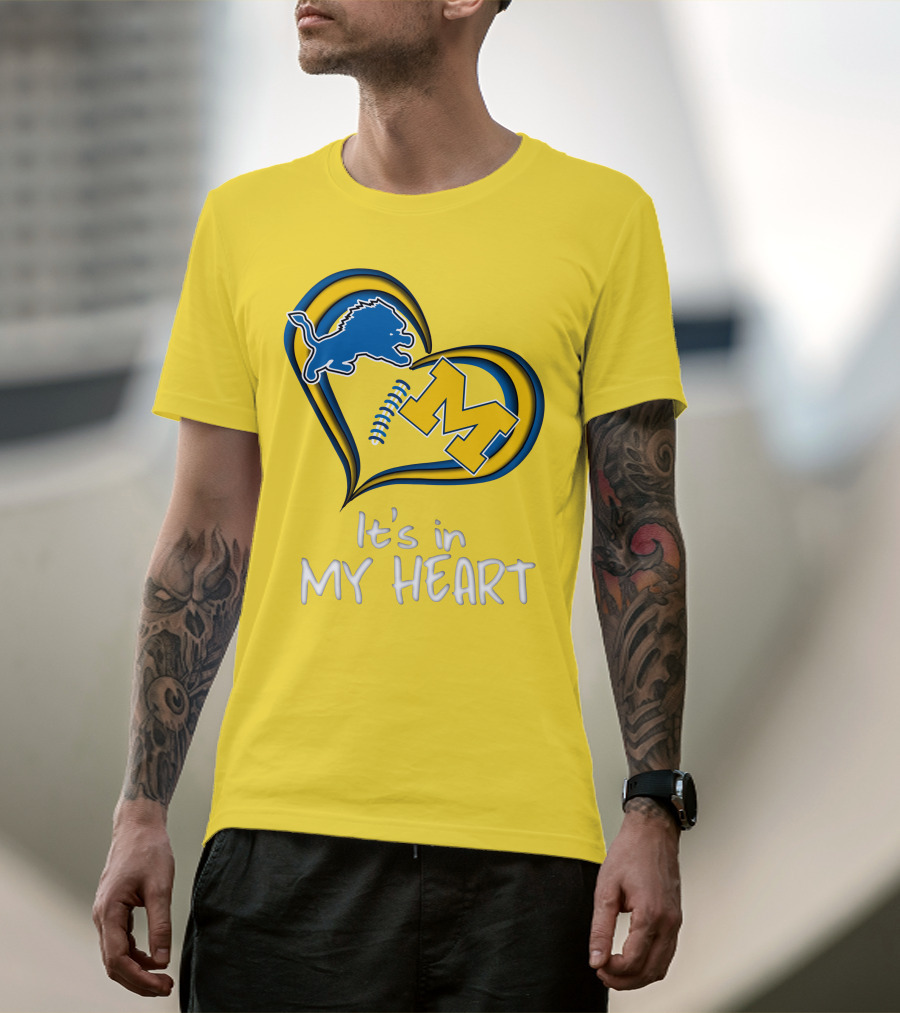 Lions Michigan M Heart It's In My Heart T-Shirt