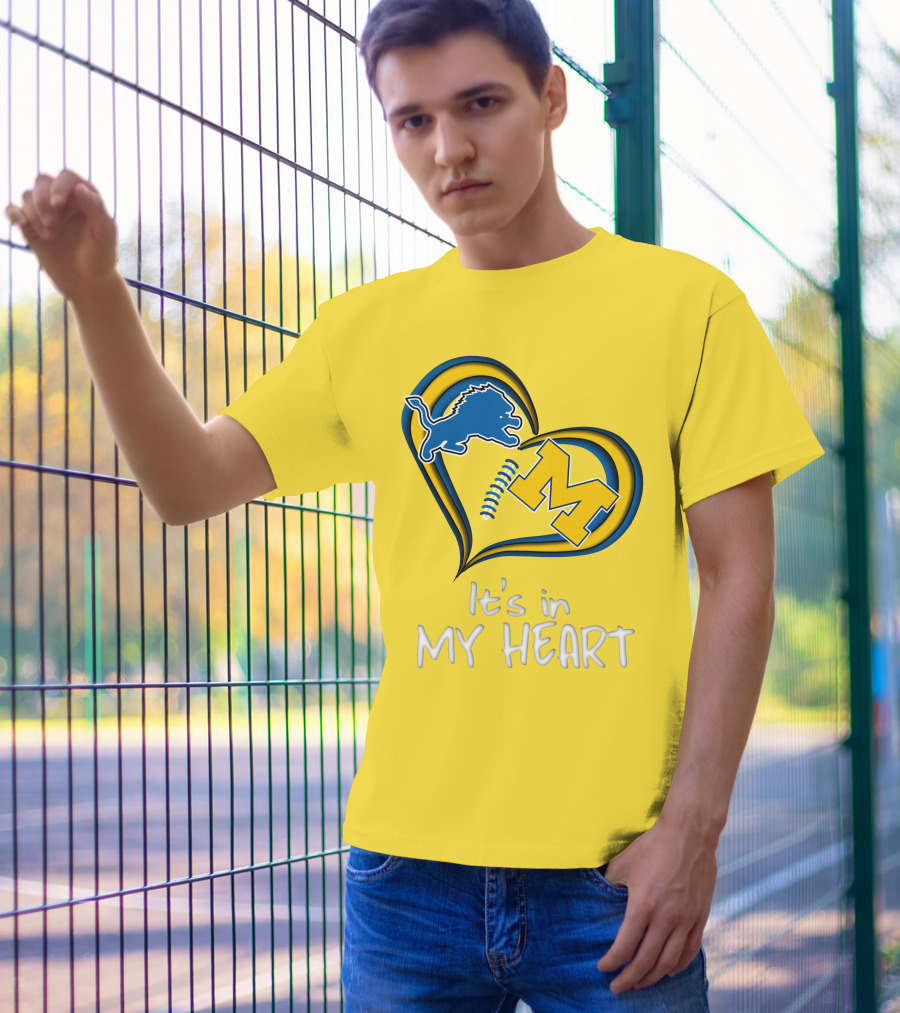 Lions Michigan M Heart It's In My Heart T-Shirt