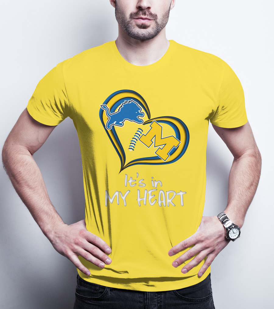 Lions Michigan M Heart It's In My Heart T-Shirt