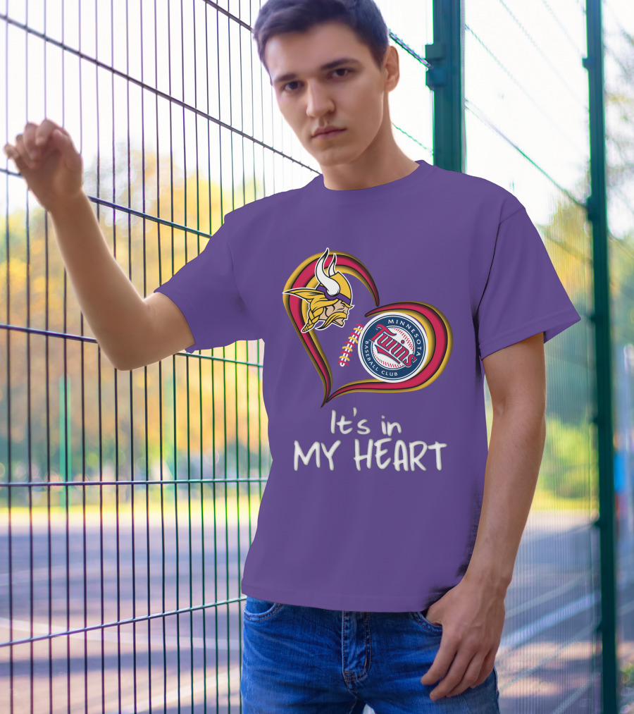 Minnesota Vikings Twins Baseball Club It's In My Heart T-Shirt