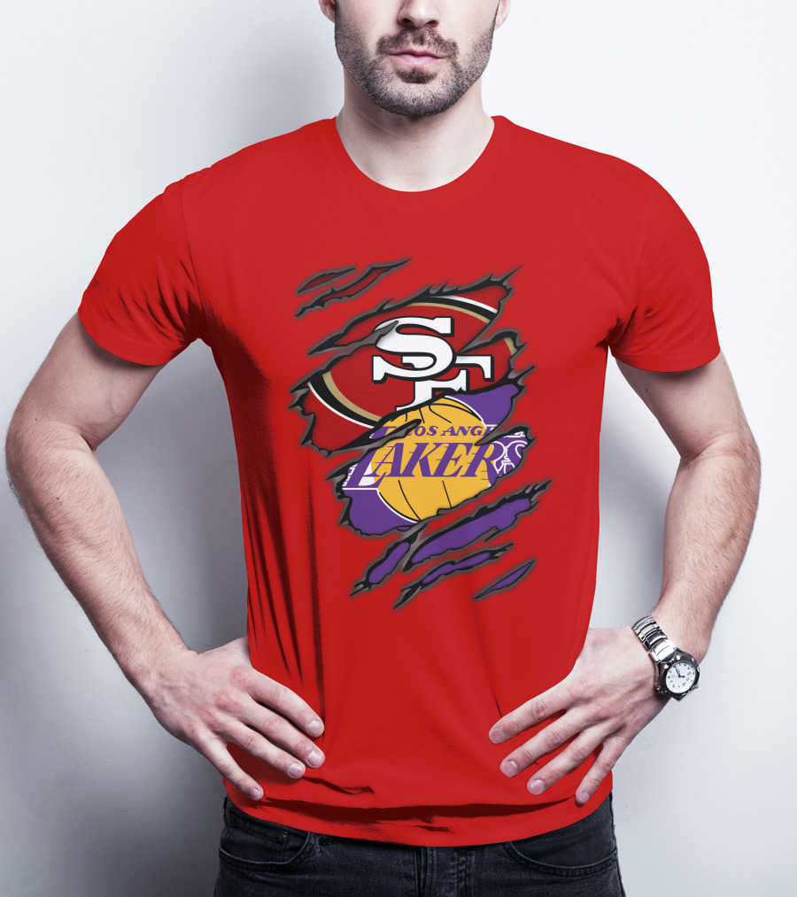 San Francisco 49ers And Los Angeles Lakers Fan T-Shirt