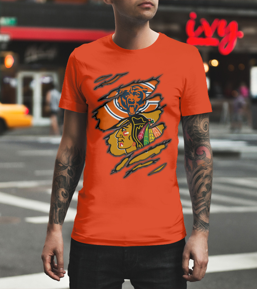 Bears Blackhawks NFL NHL Crossover T-Shirt