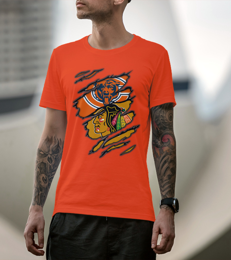 Bears Blackhawks NFL NHL Crossover T-Shirt