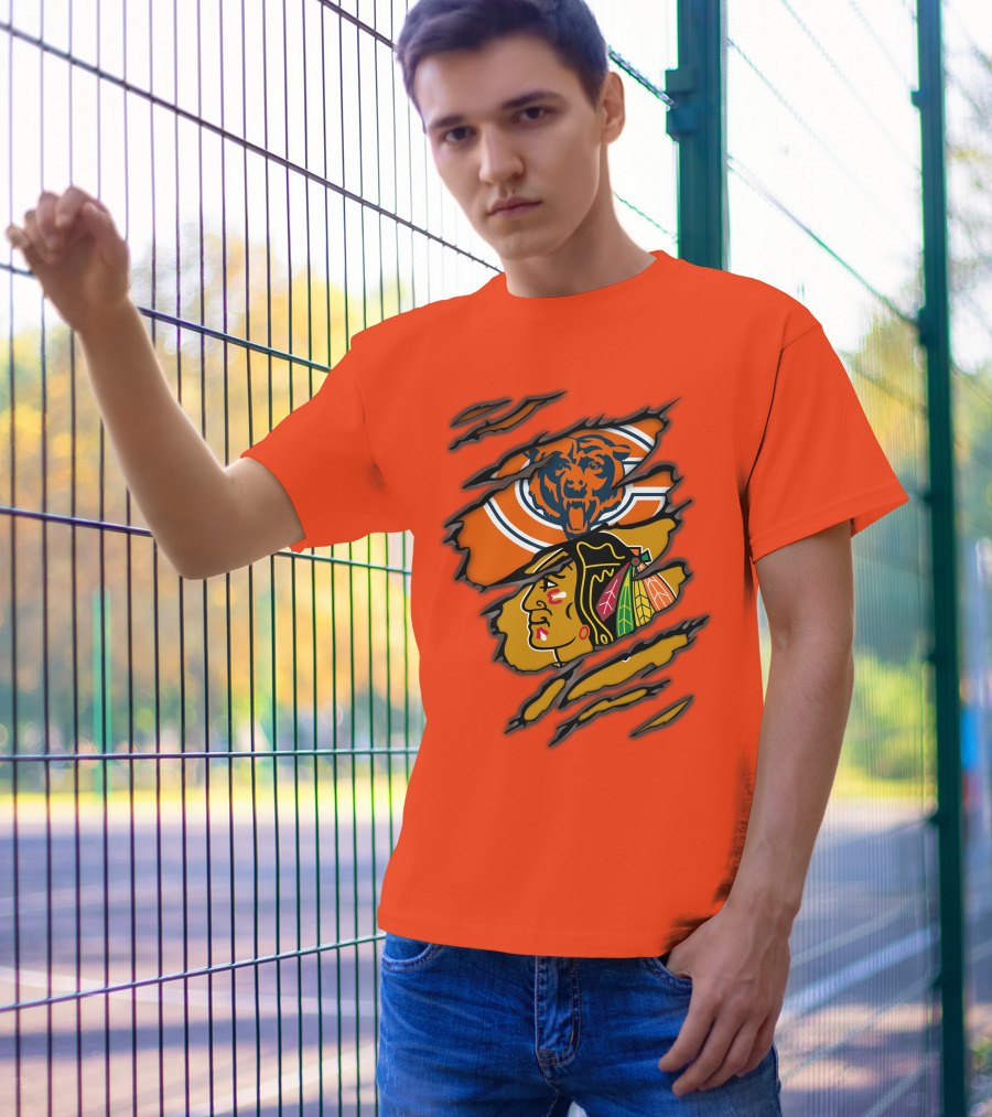 Bears Blackhawks NFL NHL Crossover T-Shirt