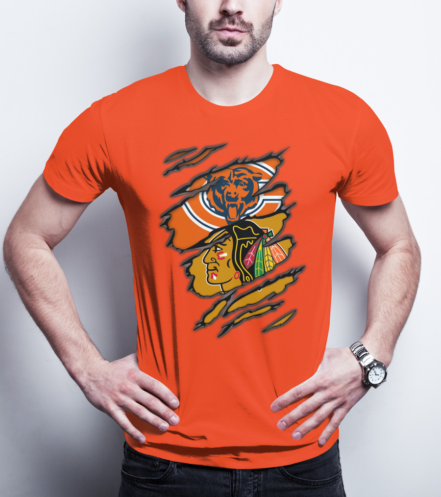 Bears Blackhawks NFL NHL Crossover T-Shirt