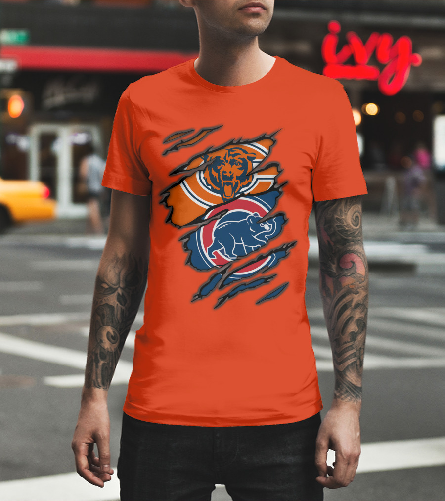 Chicago Bears Cubs Logos Fusion T-Shirt