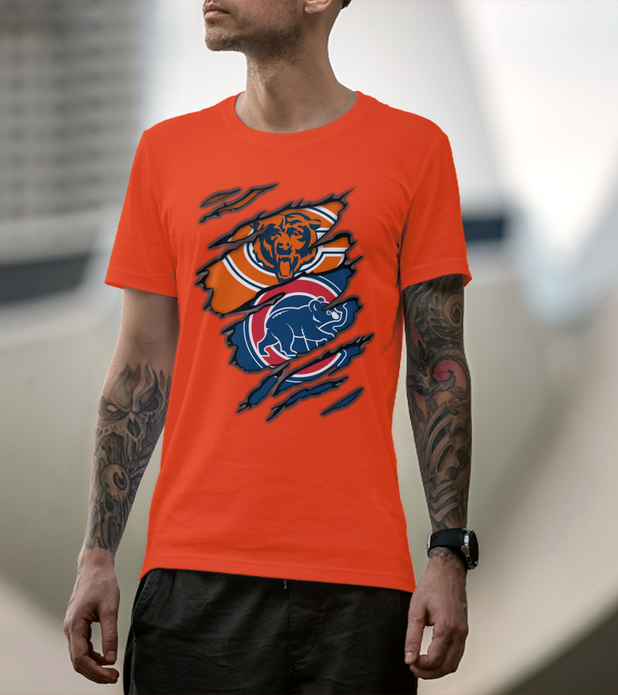 Chicago Bears Cubs Logos Fusion T-Shirt