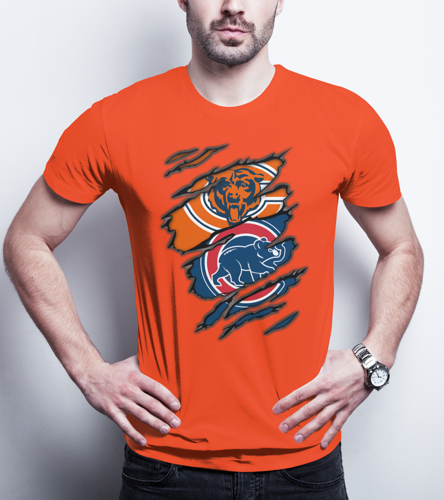 Chicago Bears Cubs Logos Fusion T-Shirt