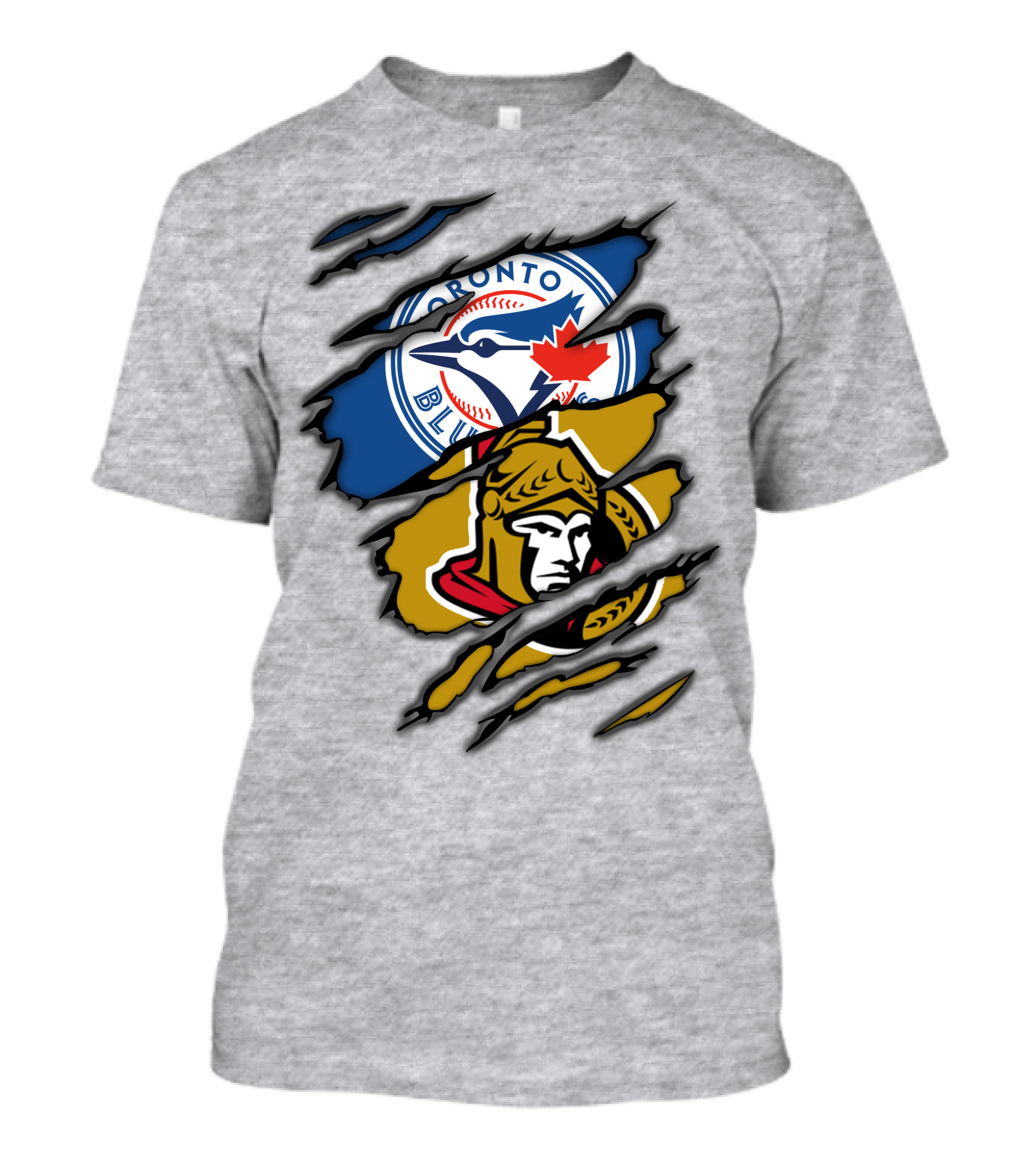 Toronto Blue Jays Ottawa Senators Dual Logo Rip T-Shirt