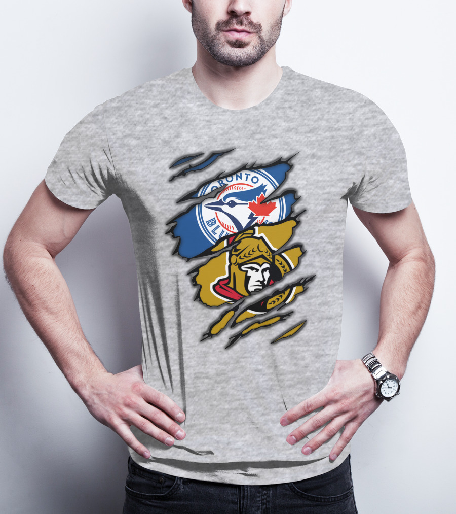 Toronto Blue Jays Ottawa Senators Dual Logo Rip T-Shirt