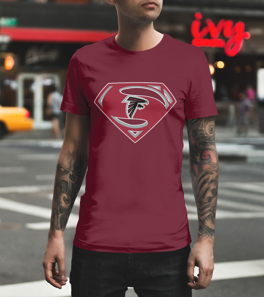 Atlanta Falcons Super Man Logo Combination T-Shirt