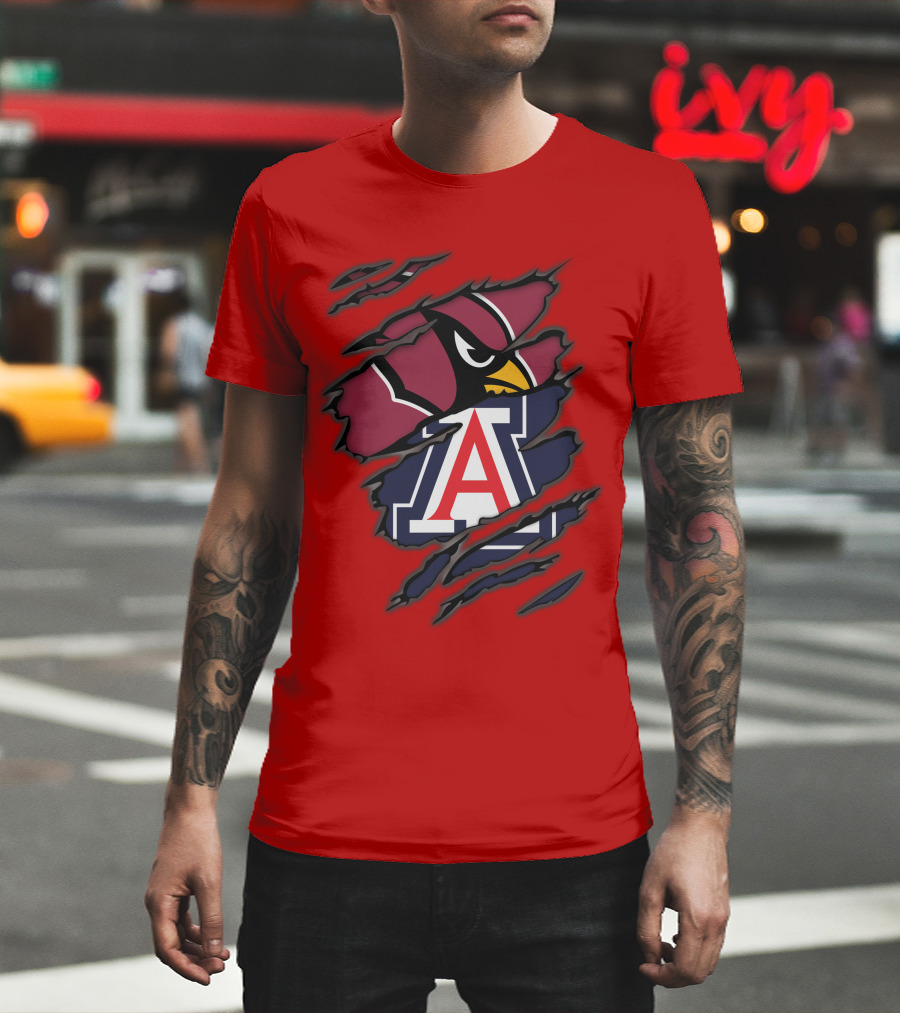 Arizona Cardinals University Wildcats Logo Fusion T-Shirt
