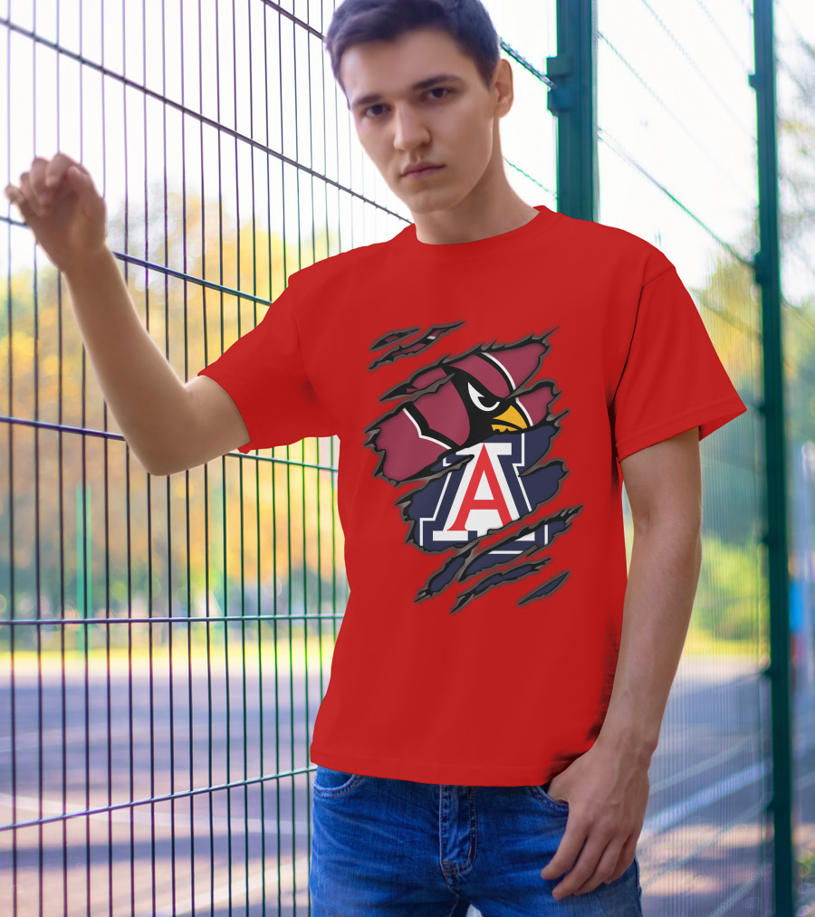 Arizona Cardinals University Wildcats Logo Fusion T-Shirt