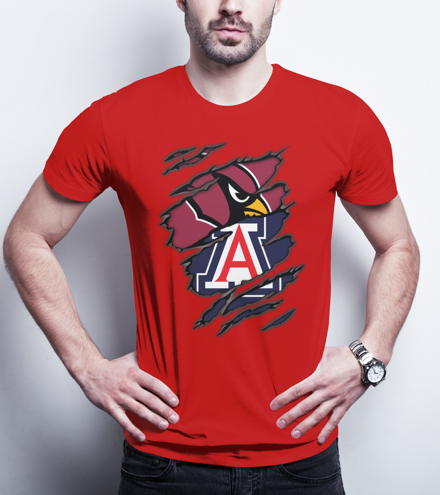 Arizona Cardinals University Wildcats Logo Fusion T-Shirt