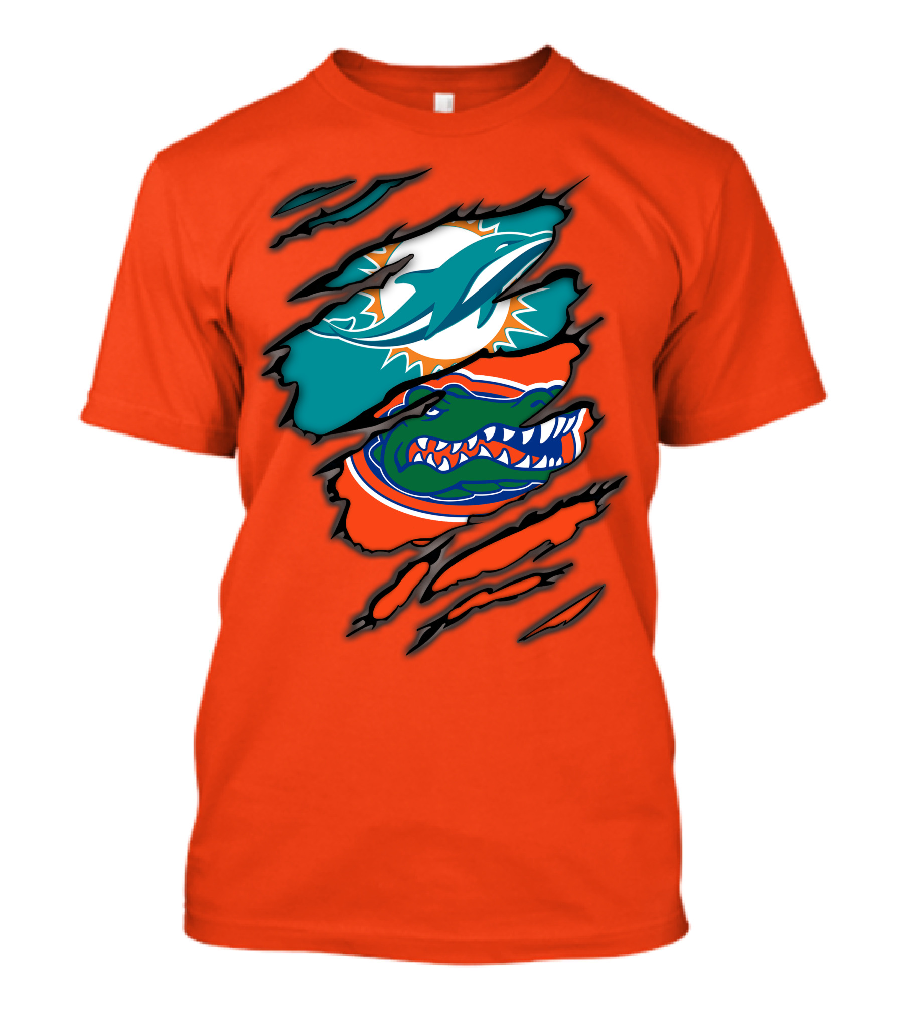 Miami Dolphins Florida Gators Logo Rip T-Shirt