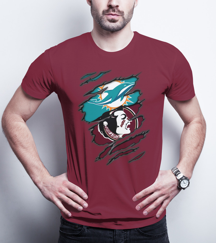 Miami Dolphins Florida State Seminoles Logo Mashup T-Shirt