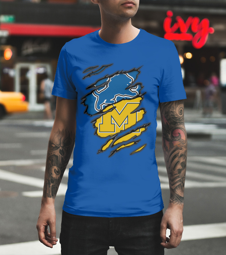 Detroit Lions Michigan Wolverines Crossover T-Shirt