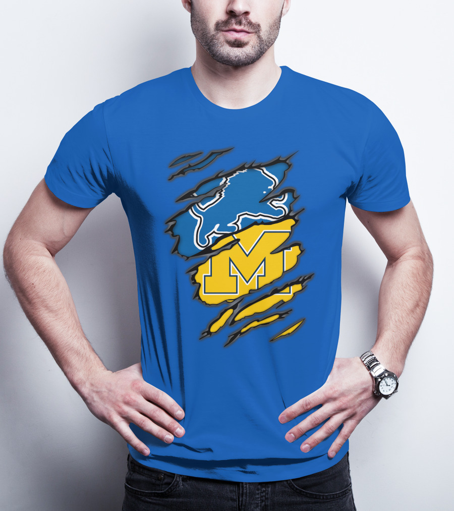 Detroit Lions Michigan Wolverines Crossover T-Shirt