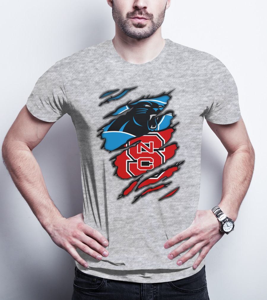 Carolina Panthers Nc State Wolfpack Claw Mark Logo Mashup T-Shirt