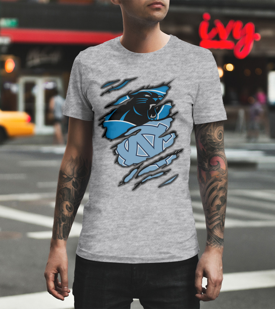 Carolina Panthers And North Carolina Tar Heels Logo Mashup T-Shirt