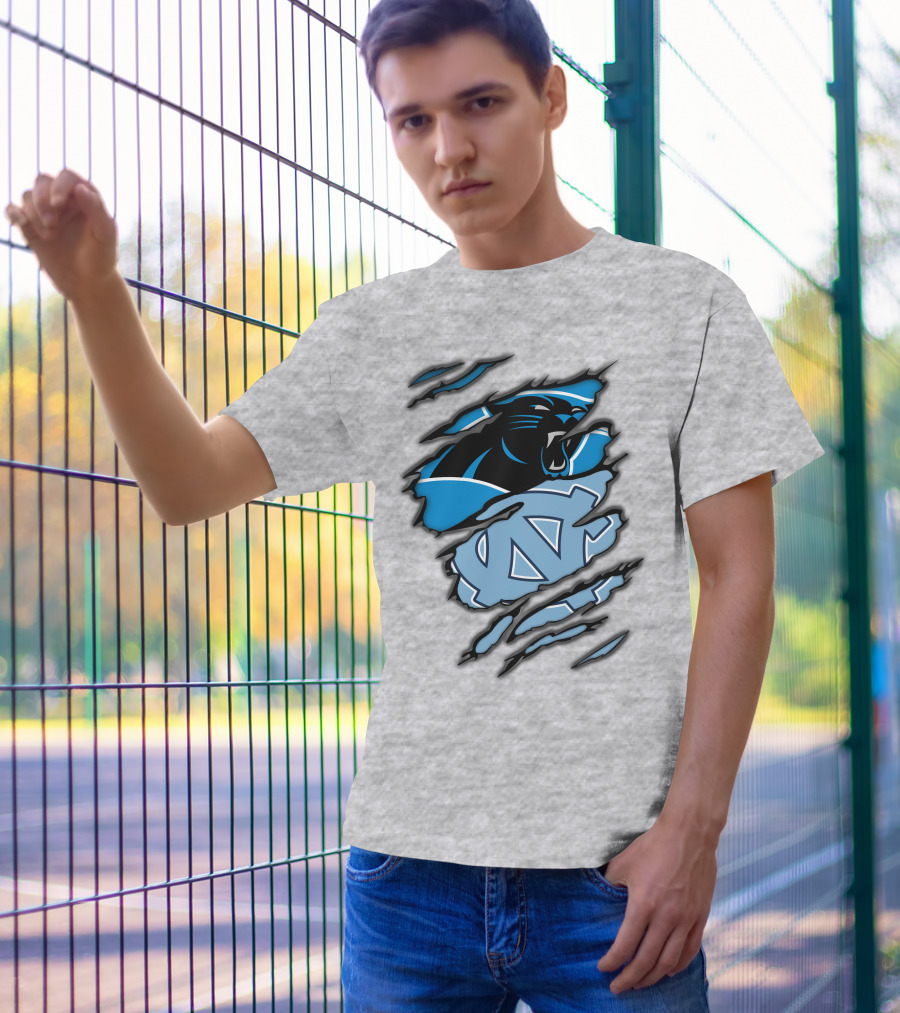 Carolina Panthers And North Carolina Tar Heels Logo Mashup T-Shirt