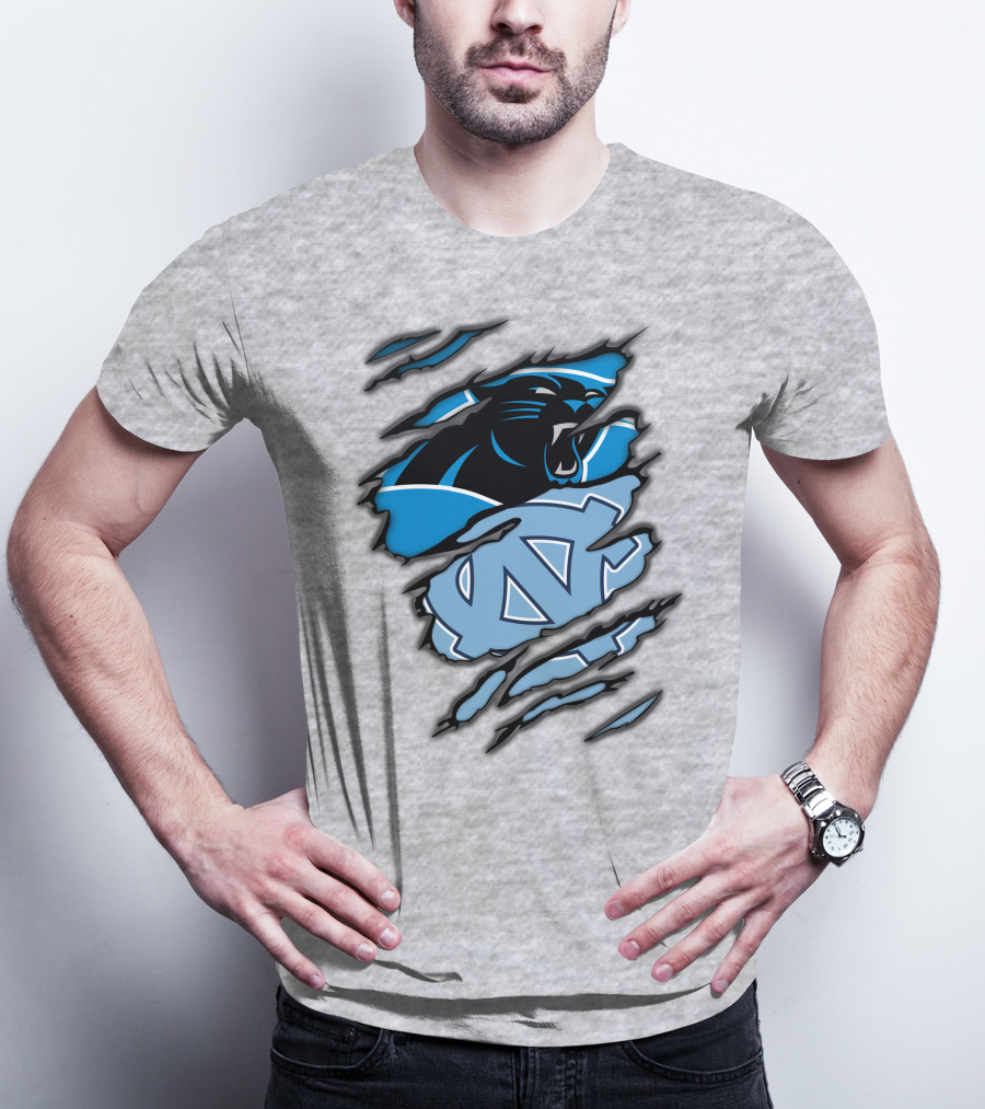 Carolina Panthers And North Carolina Tar Heels Logo Mashup T-Shirt
