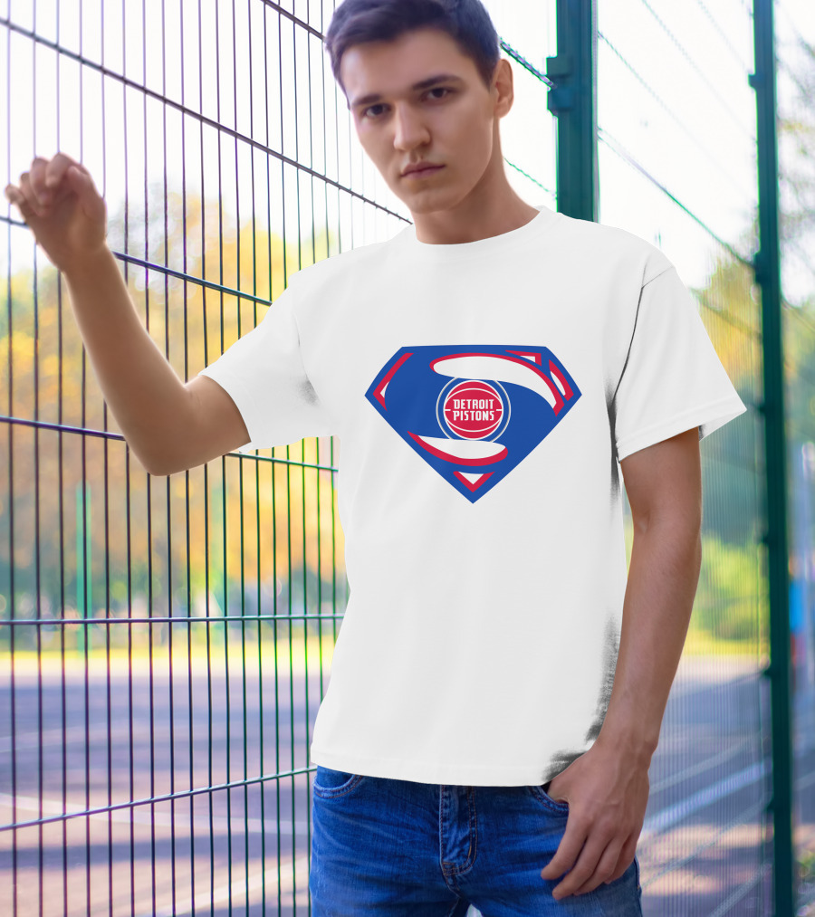 Detroit Pistons Superman Logo Combination T-Shirt