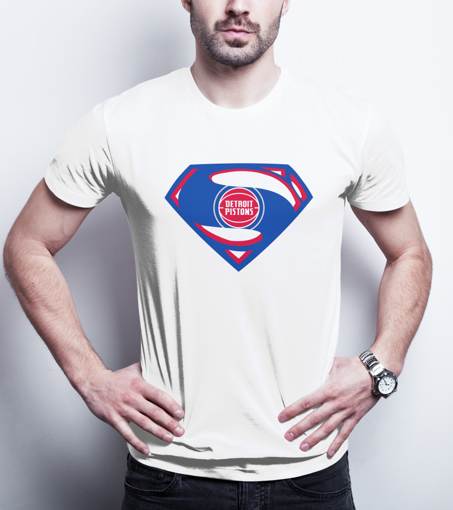Detroit Pistons Superman Logo Combination T-Shirt