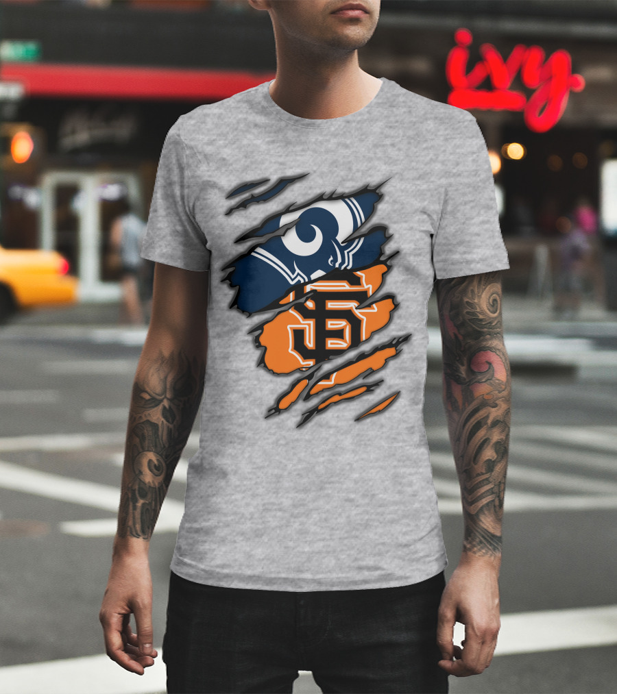 Los Angeles Rams San Francisco Giants Claw Scratch T-Shirt