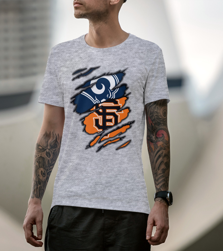 Los Angeles Rams San Francisco Giants Claw Scratch T-Shirt